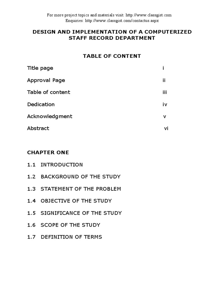 Design and Implementation of A Computerized Staff Record Department ...
