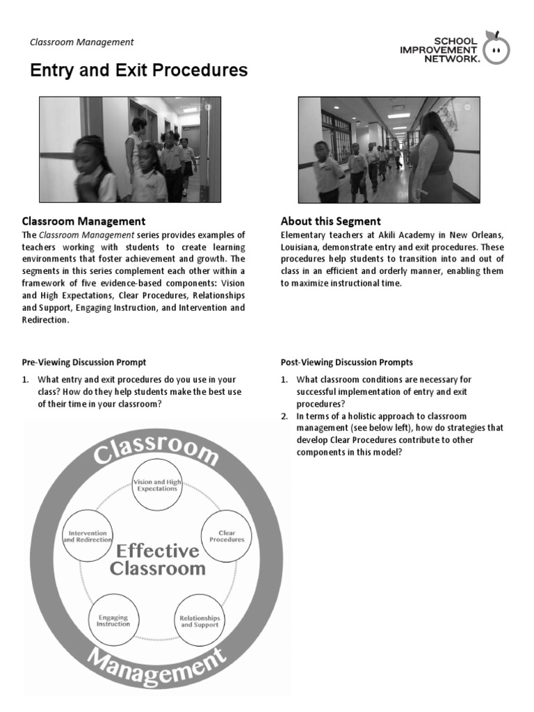 Entry and Exit Procedures | PDF | Pedagogy | Education Theory