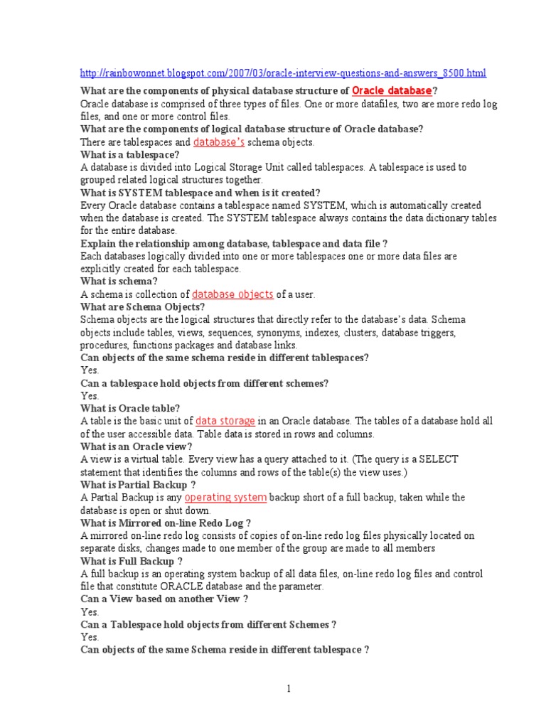 Oracle Interview Q | PDF | Oracle Database | Database Index