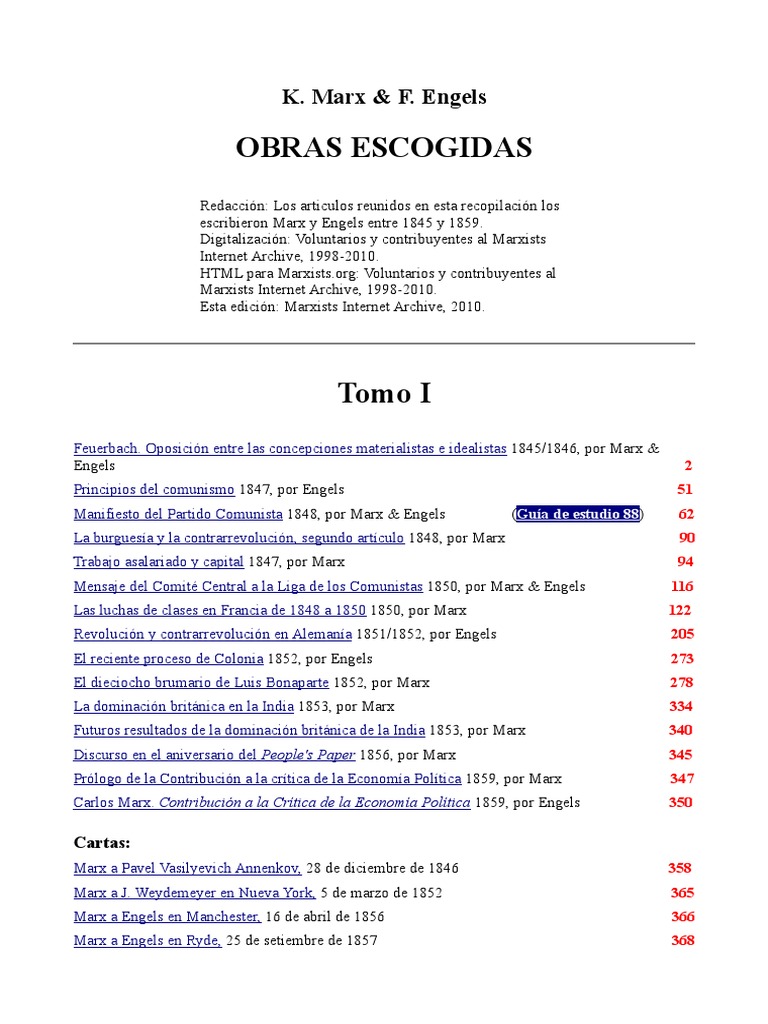 Marx Engels Obras Escogidas I | PDF | Karl Marx | Friedrich Engels