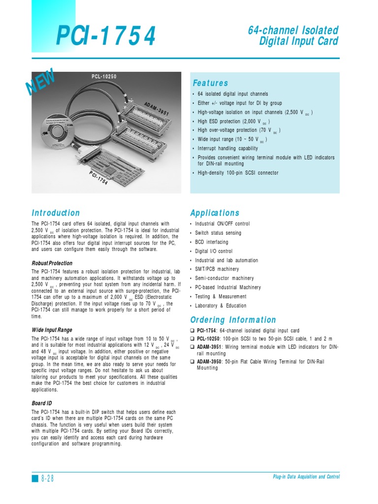 64-Channel Isolated Digital Input Card: Features | PDF | Electrostatic ...