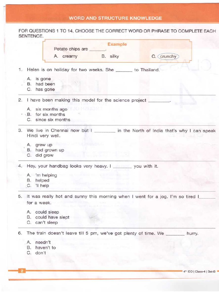 Class 4 IEO 2014 Set B | PDF