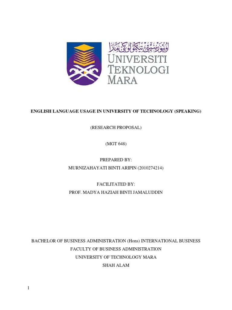 English Language Usage in UiTM - Research Proposal | PDF | English ...
