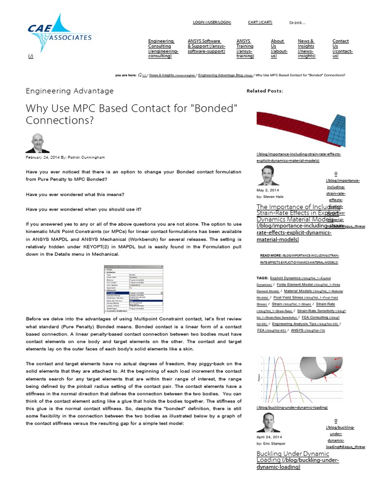 Why Use MPC Based Contact For - Bonded - Connections - CAE Associates ...