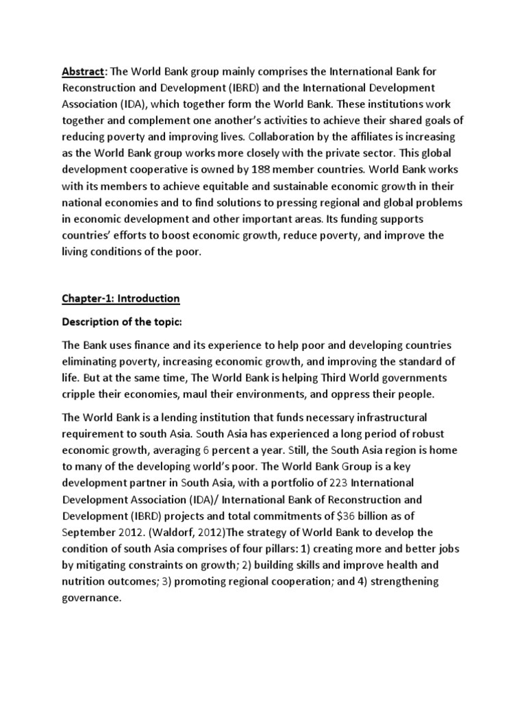 Role of World Bank | PDF | World Bank Group | World Bank