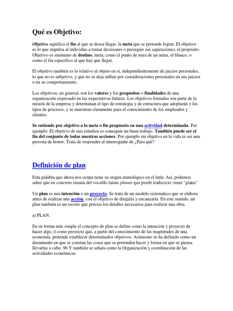 Qué Es Objetivo | PDF | Jerarquía | Palabra