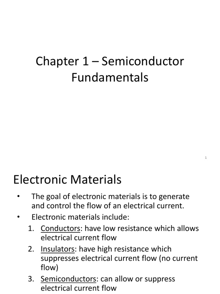 Chapter 1 - Semiconductor Fundamentals | PDF | Semiconductors | P–N ...