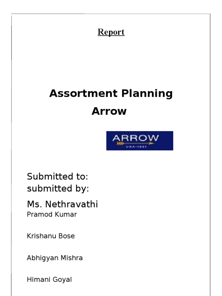 Arrow Assortment Planning Report | PDF | Suit (Clothing) | Retail
