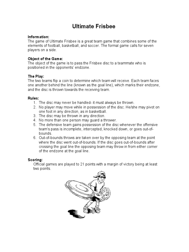 Ultimate Frisbee: Information | PDF | Sports & Recreation | Games ...