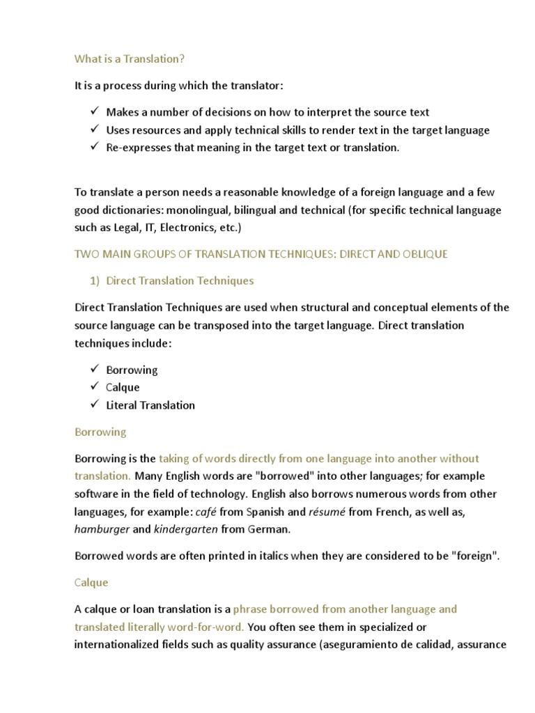 Translation Techniques | PDF | Translations | English Language