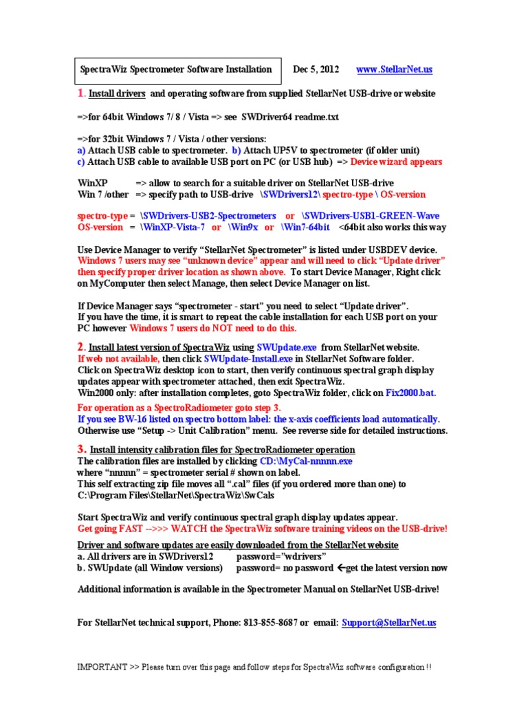Spectrometer Installation | PDF | Device Driver | Computer File