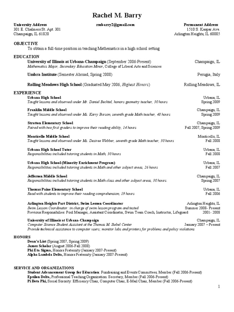 Rachel's Resume | PDF | Fraternities And Sororities | University Of ...