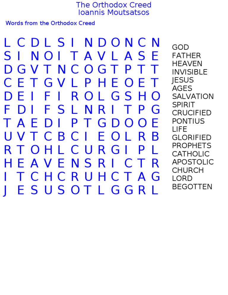 Nicene Creed Word Search | PDF | Œcuménisme | Religions et croyances