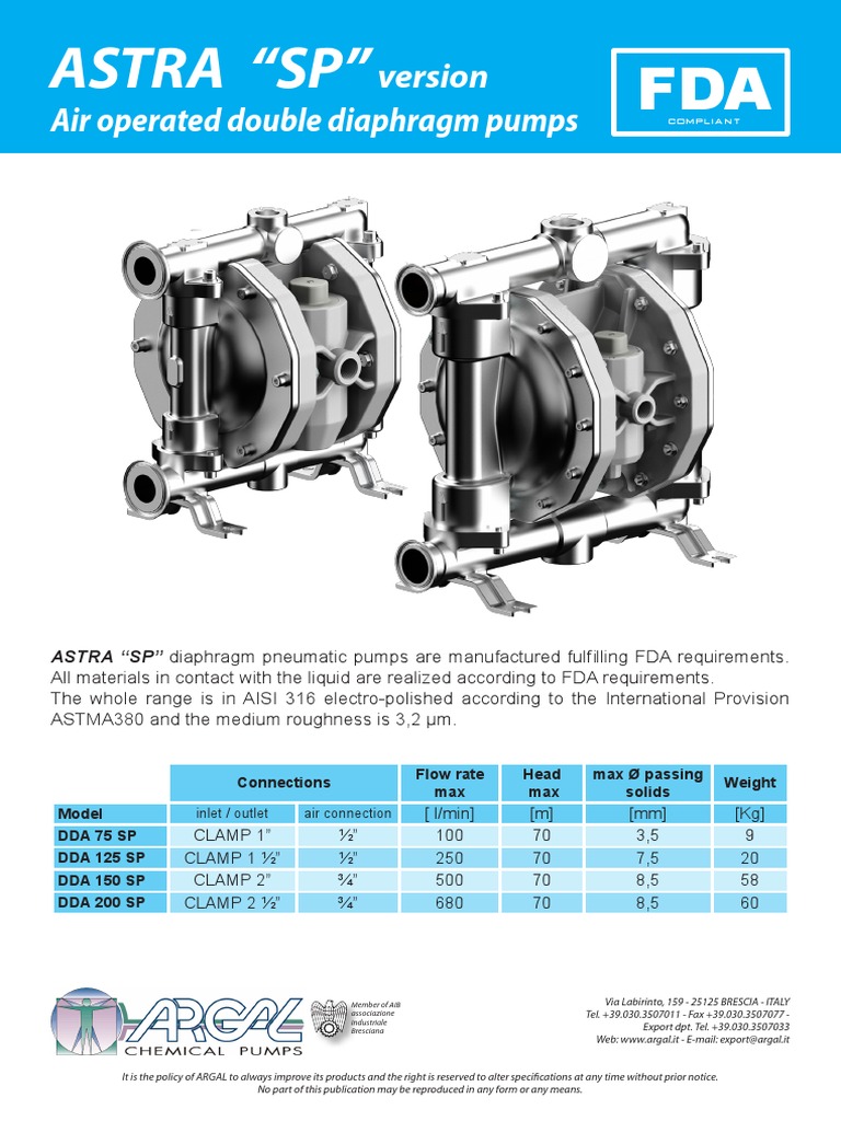 Astra "SP": Air Operated Double Diaphragm Pumps | PDF | Technology ...