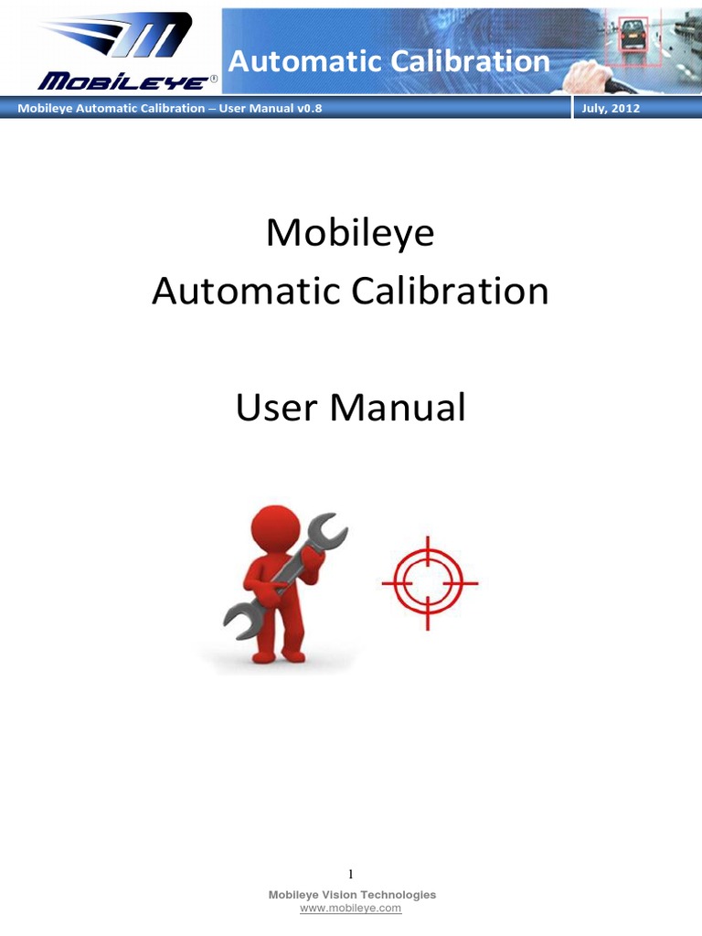 Mobileye Automatic Calibration Manual | PDF | Calibration | Camera