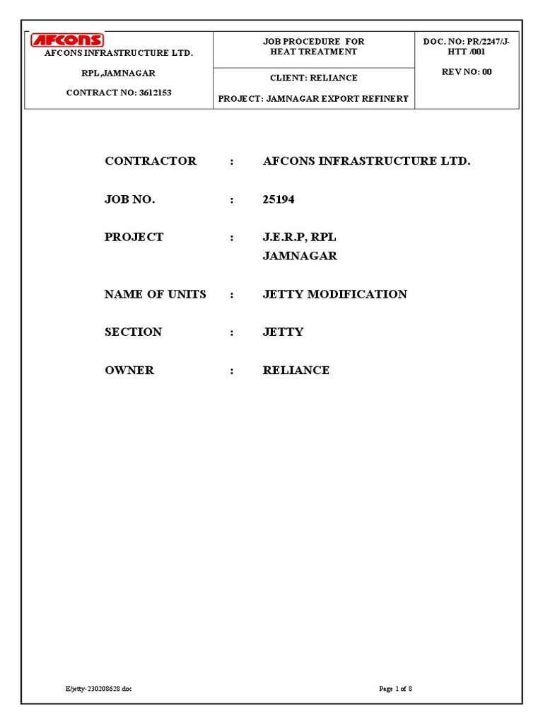 Procedure for Heat Treatment Dated 29-09-06 | Welding | Heat Treating ...