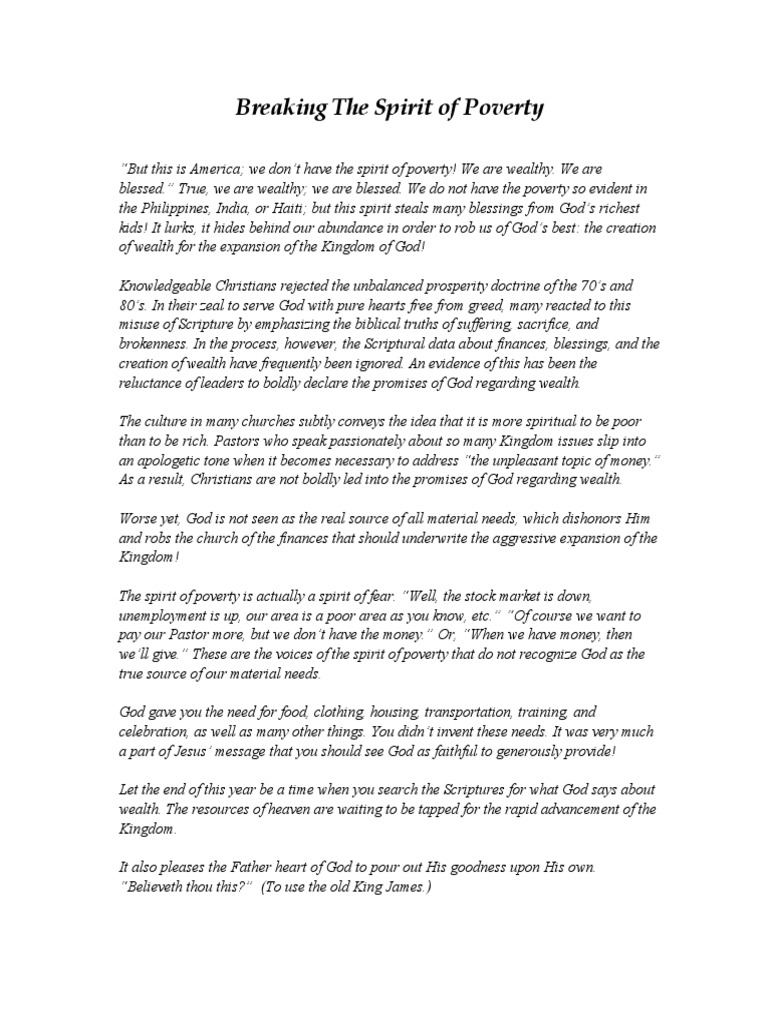 Breaking the Spirit of Poverty | PDF | Religion & Spirituality