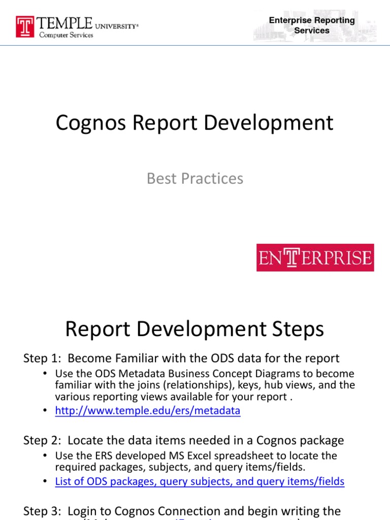 Cognos Report Development Best Practices | PDF | Information Retrieval ...