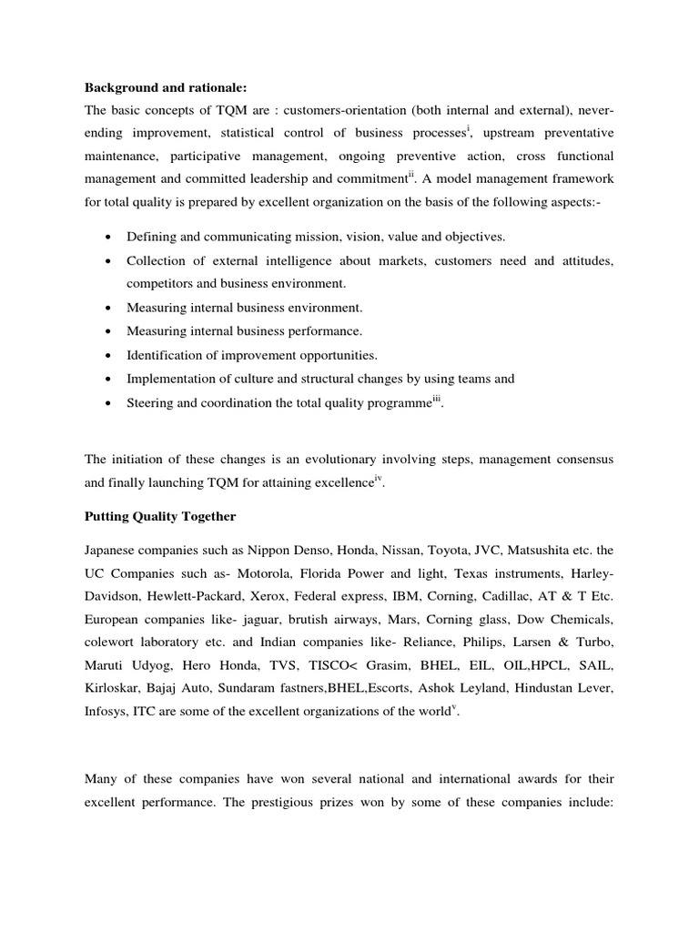 Background and Rationale | PDF | Quality Management | Leadership