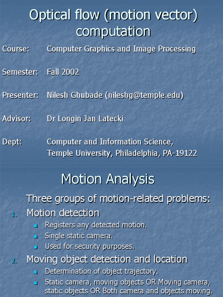 Optical Flow (Motion Vector) Computation | Download Free PDF | Optics ...
