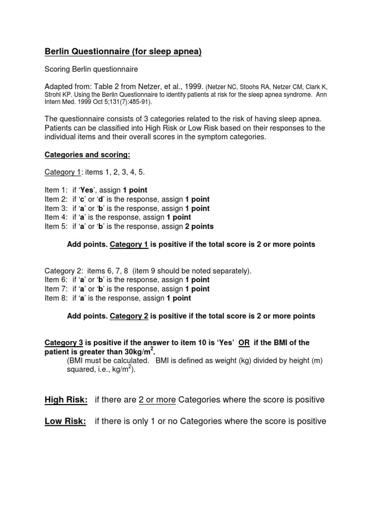 Berlin Questionnaire | PDF