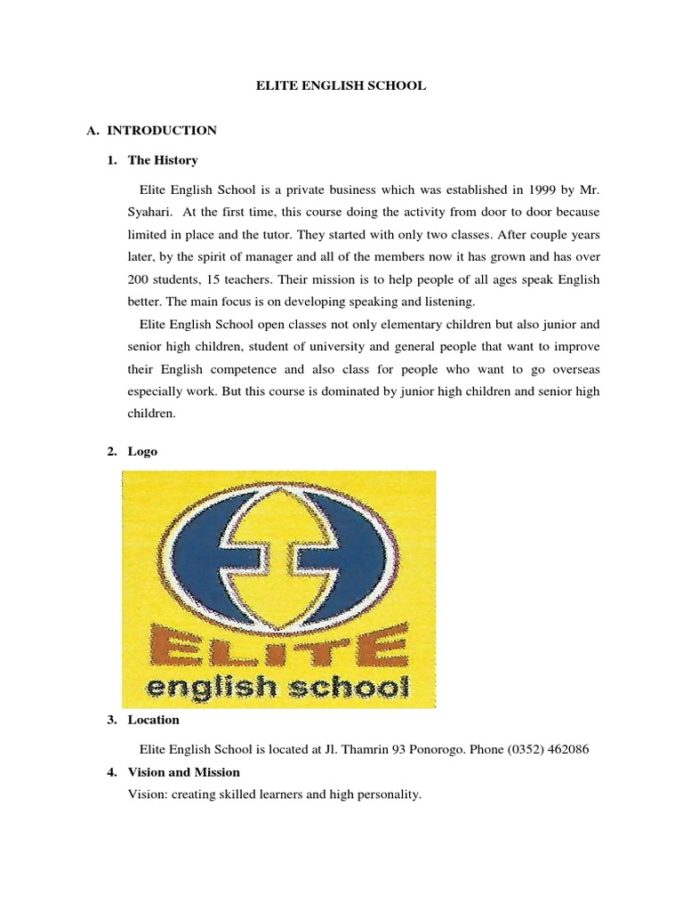 Elite English School | PDF | Tutor | Secondary School