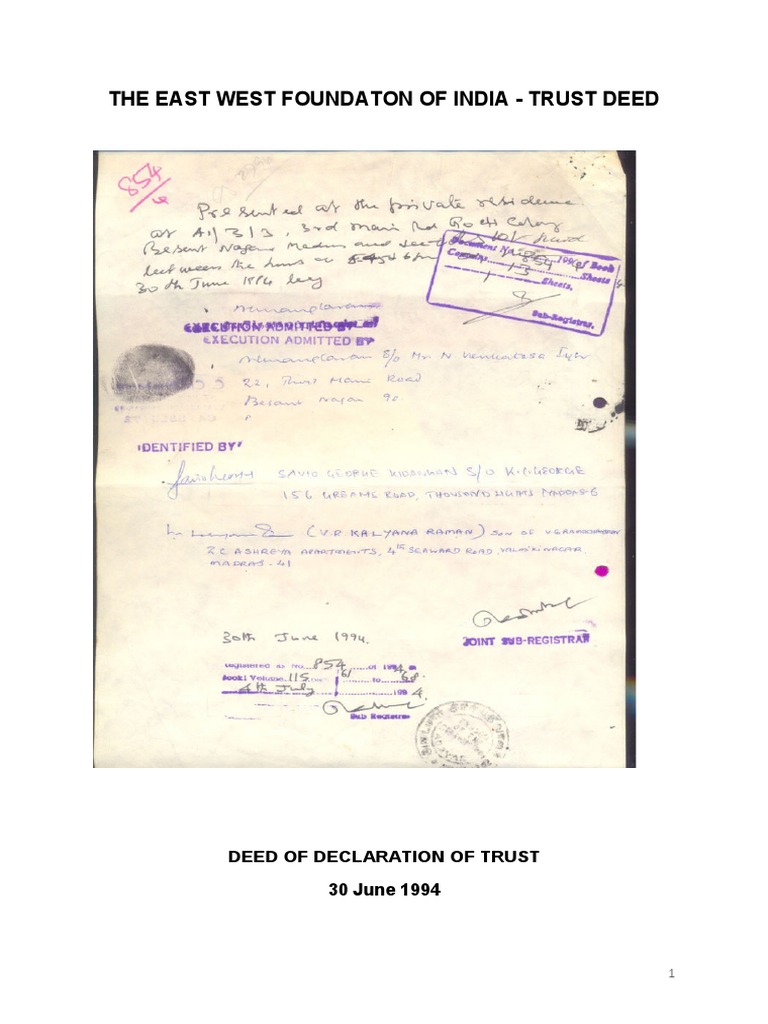 Sample Trust Deed-1 | PDF | Business