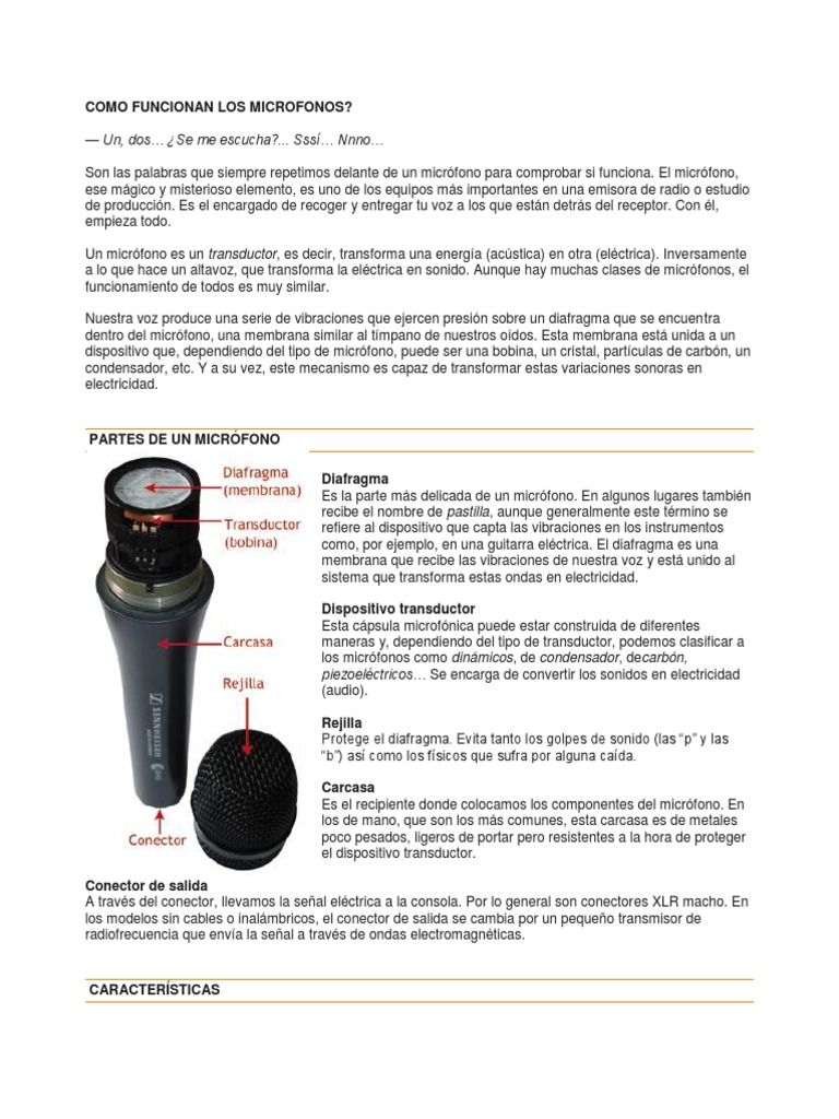 Cómo Funcionan Los Micrófonos | PDF | Micrófono | Sonido
