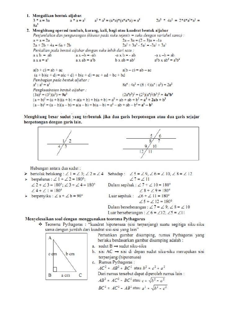 Rumus MTK Kelas 7 | PDF