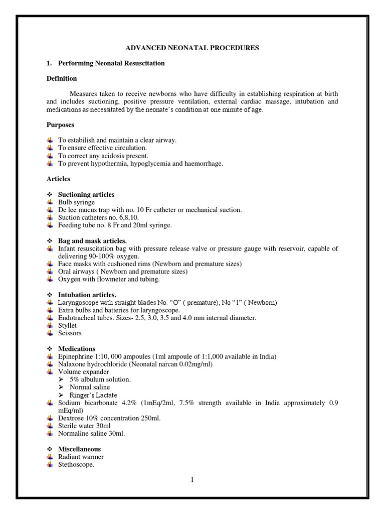 Neonatal Resuscitation Procedures Guide | PDF | Neonatal Intensive Care ...