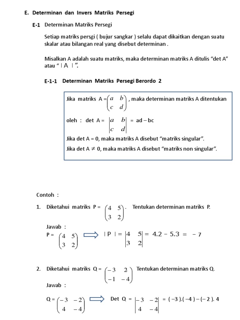 Determinan Dan Invers Matriks | PDF | Metode & Bahan Ajar