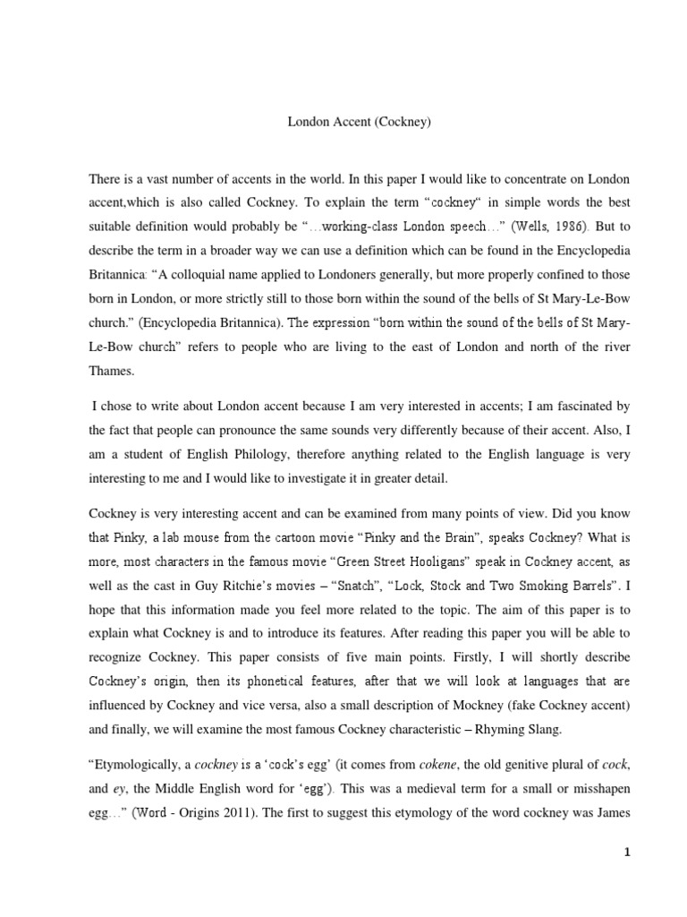 Understanding the Cockney Accent | PDF | Language Varieties And Styles ...