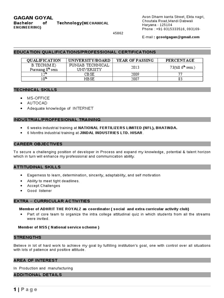 Gagan Goyal: Bachelor of Technology ( | PDF | Computers