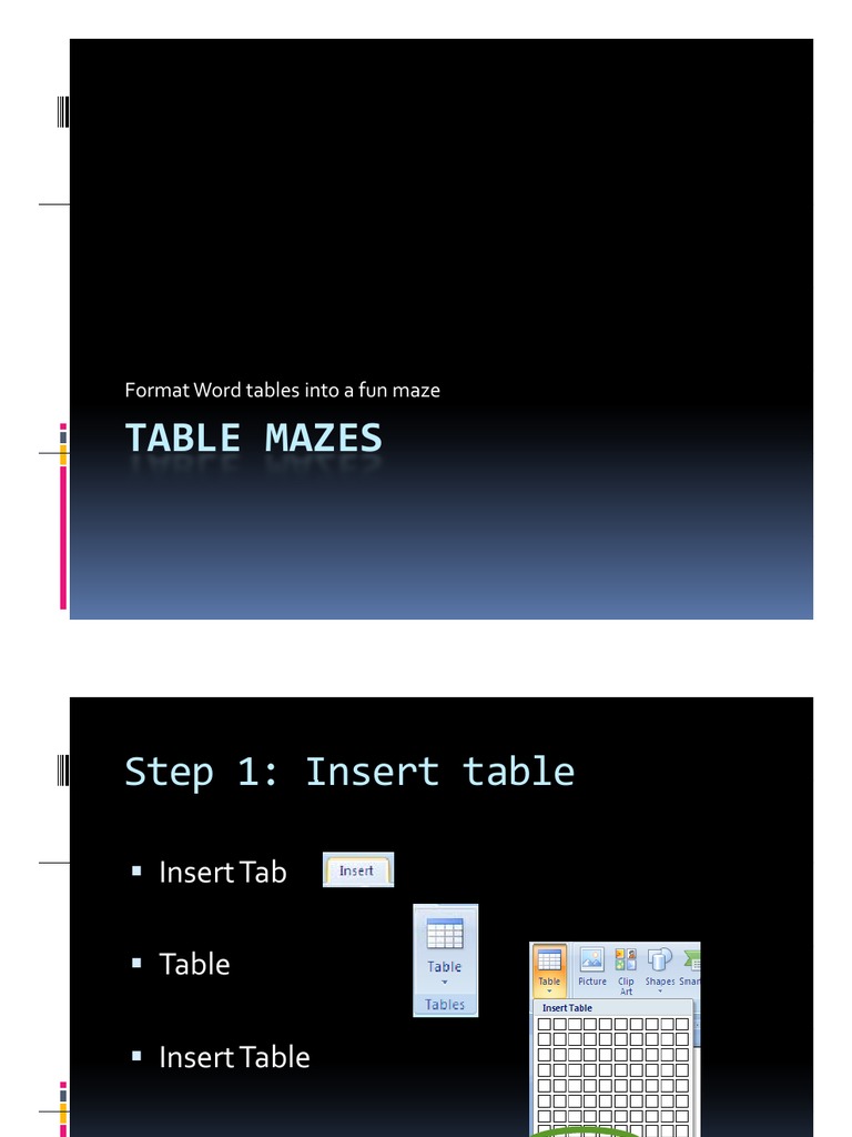 Table Mazes: Format Word Tables Into A Fun Maze | PDF