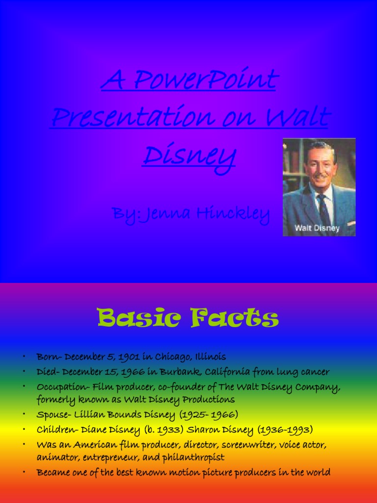 Walt DIsney Presentation | PDF | Walt Disney | Cartoon