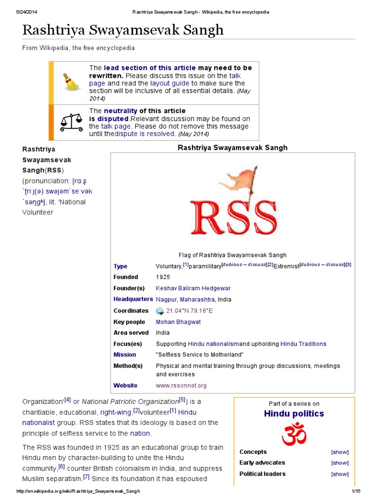 Rashtriya Swayamsevak Sangh - Wikipedia, The Free Encyclopedia | PDF ... Rashtriya Swayamsevak Sangh - Wikipedia, The Free Encyclopedia | PDF ...