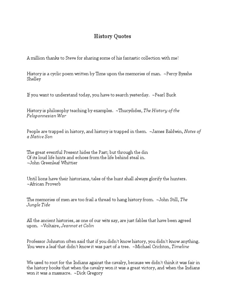 Quotes Celebrating the Importance of History | PDF | Science ...