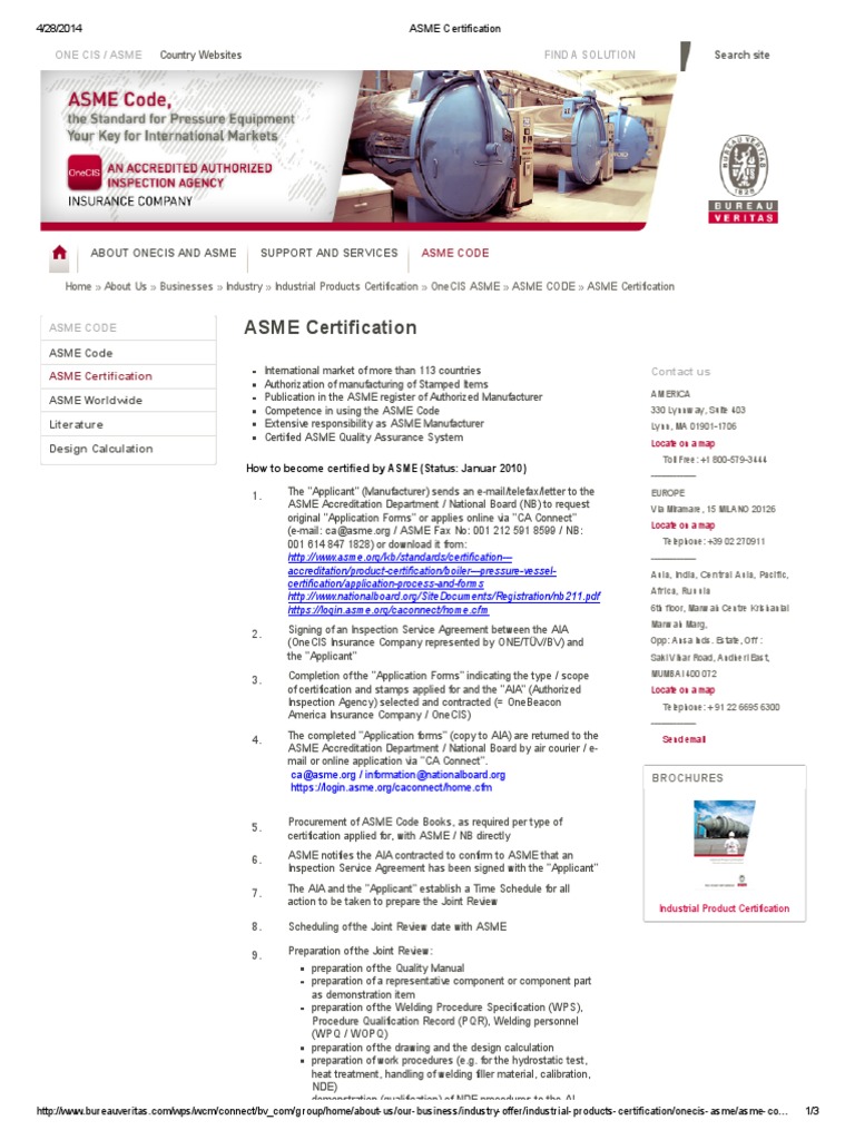 ASME Certification | PDF | Certification | Safety