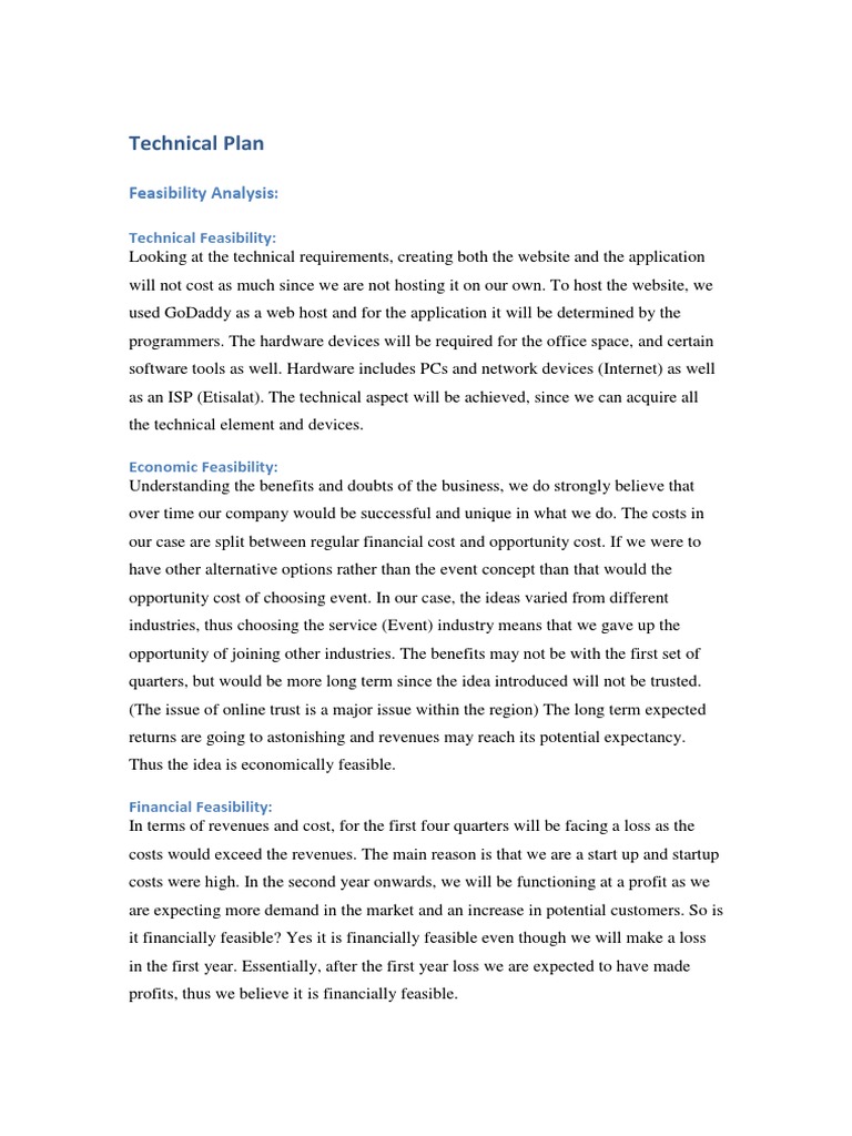Technical Plan | PDF | Feasibility Study | Application Software