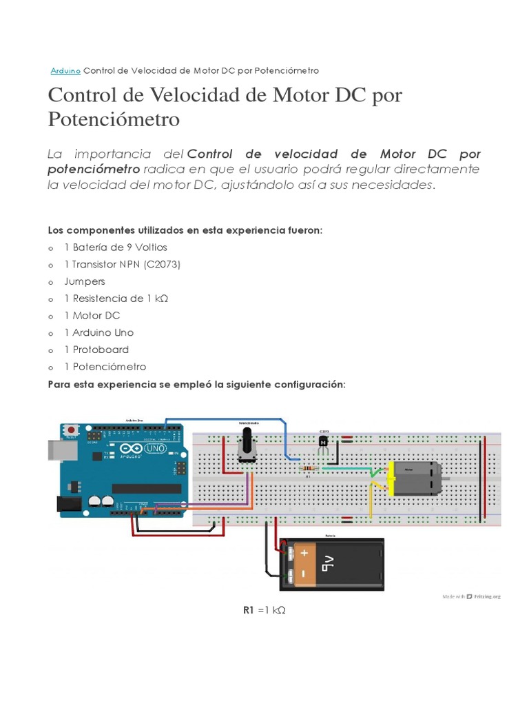 Arduino - Control de Velocidad para Un Motor DC Con Potenciómetro | PDF