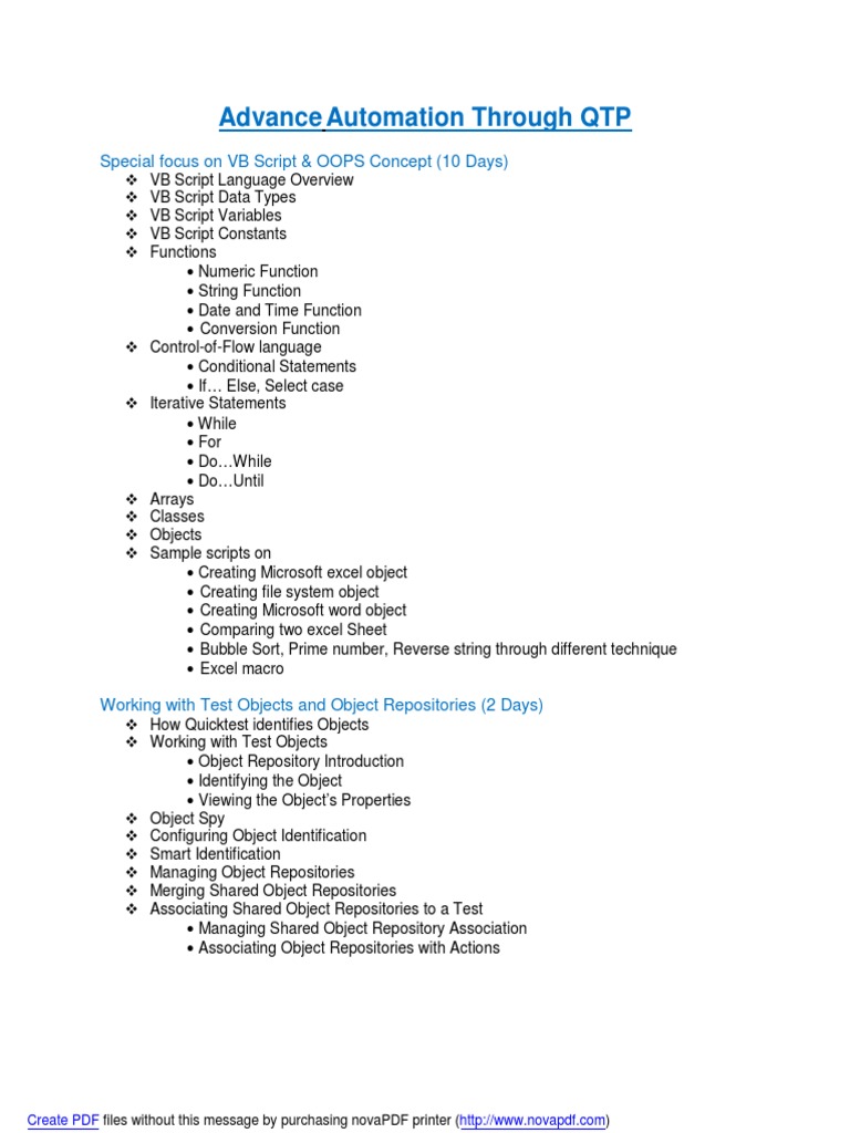 Advance Automation Through QTP | PDF | Object Oriented Programming | Microsoft Excel