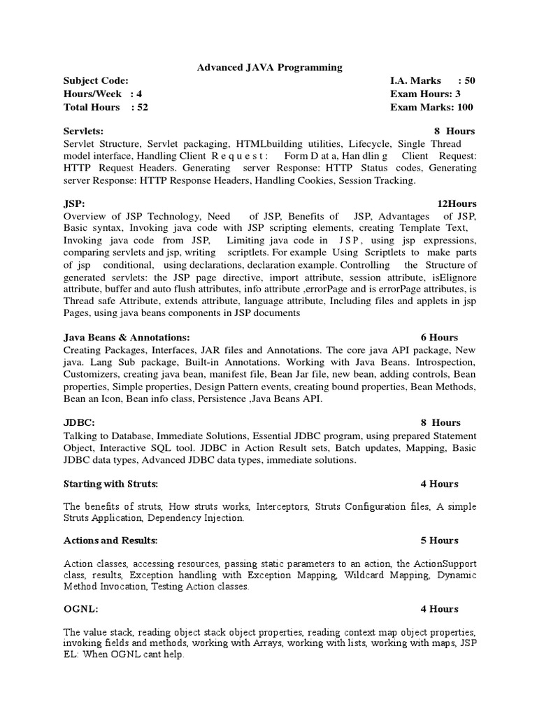 Advanced Java Programming | PDF | Java Server Pages | Java Servlet