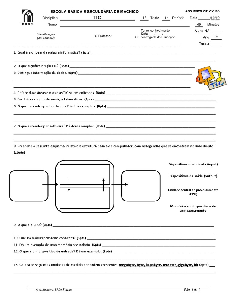 1º Teste de TIC | PDF | Carreira e Crescimento | Negócios