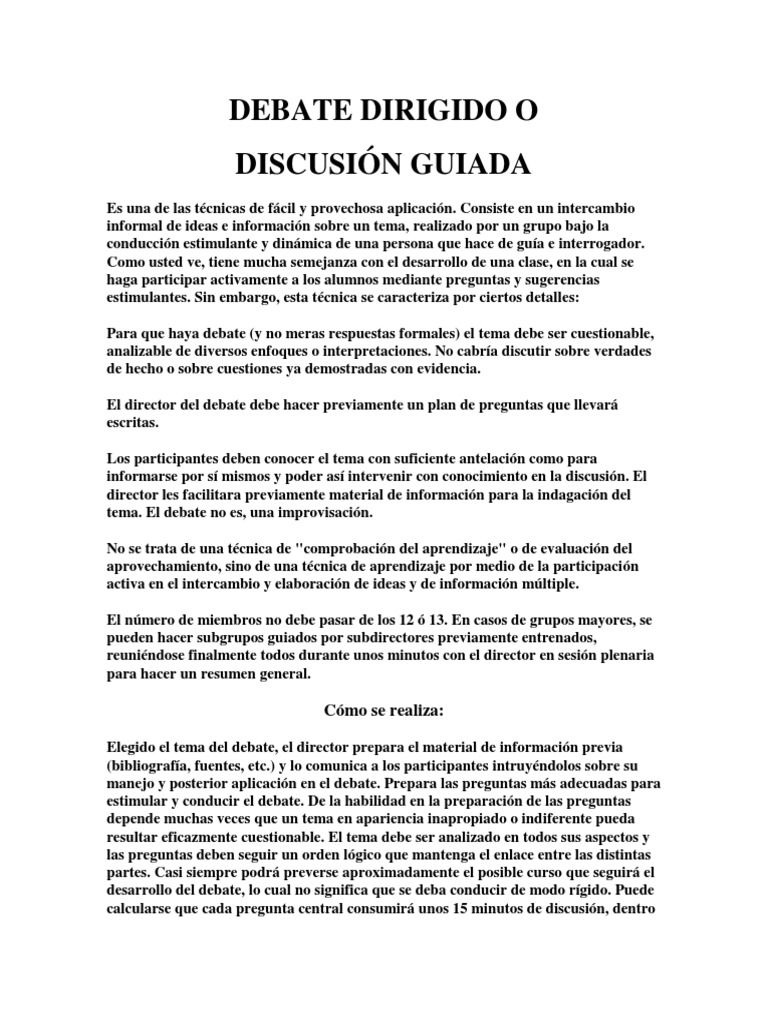 Debate Dirigido | PDF | Conocimiento | Información