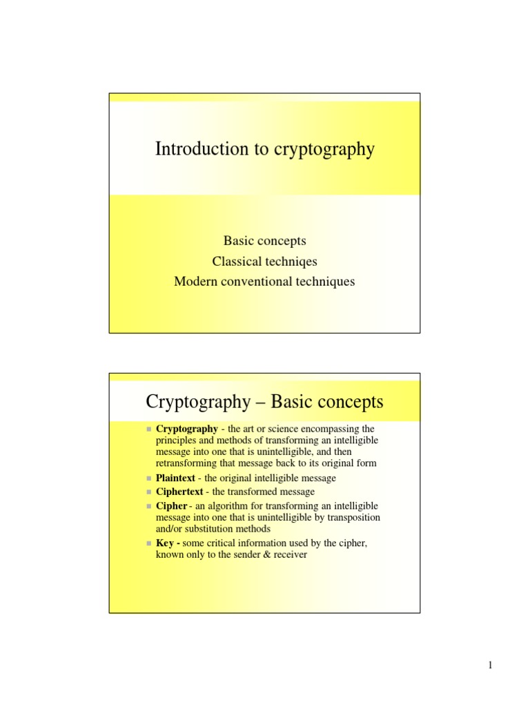 Introduction To Cryptography: Basic Concepts Classical Techniqes Modern ...