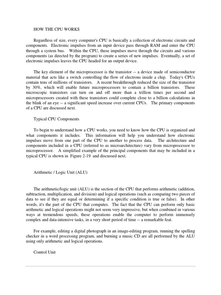 How The Cpu Works | PDF | Central Processing Unit | Instruction Set