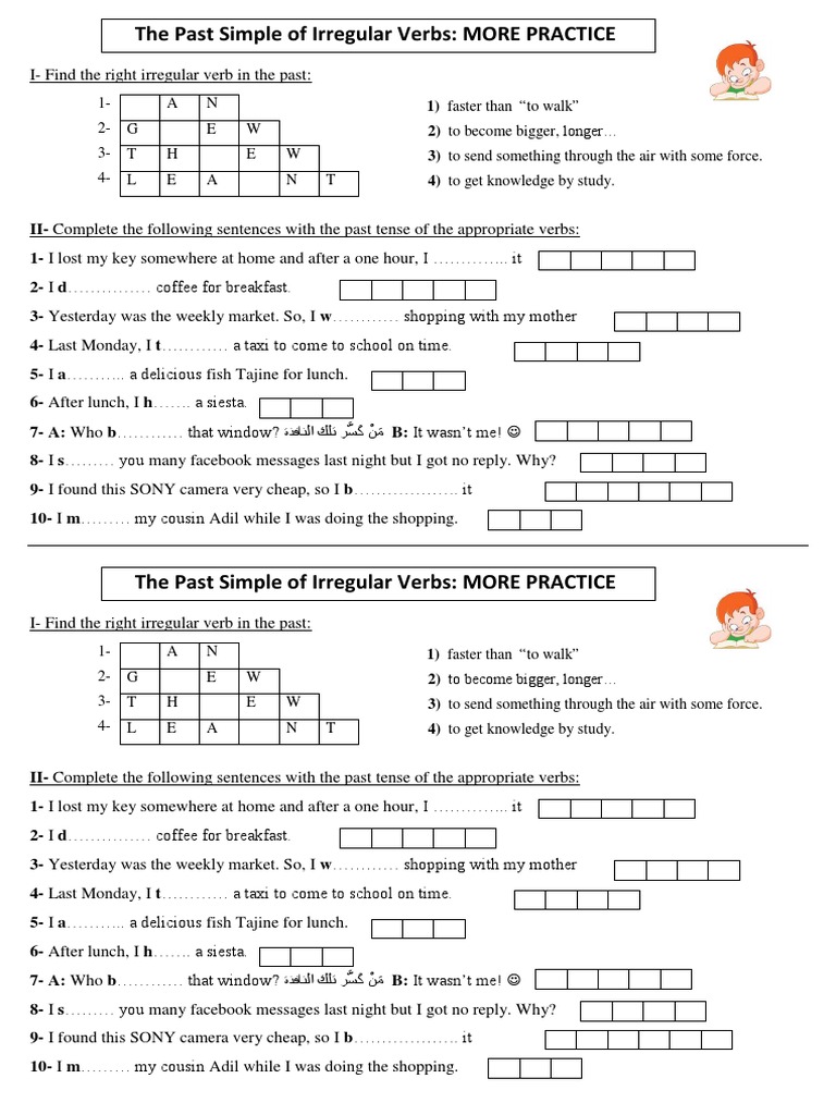 The Past Simple of Irregular Verbs: MORE PRACTICE | PDF | Morphology ...
