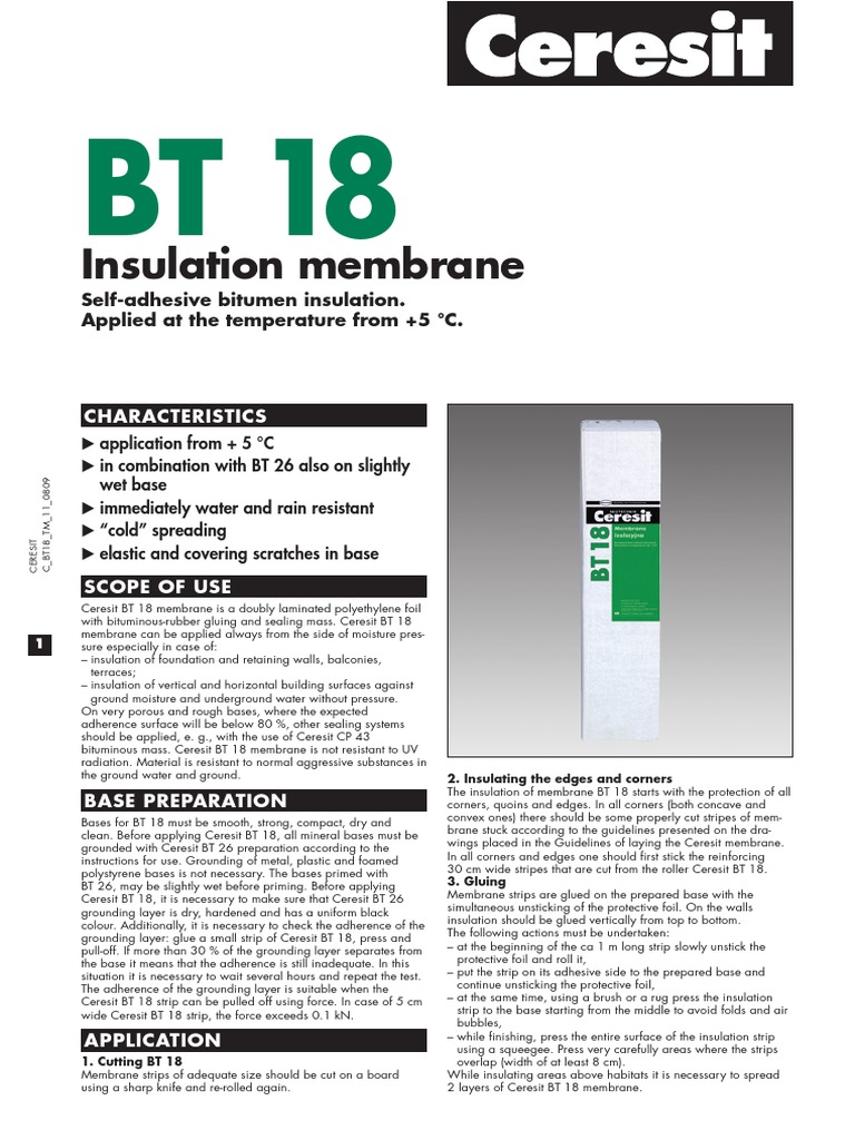 Insulation Membrane: Self-Adhesive Bitumen Insulation. Applied at The ...