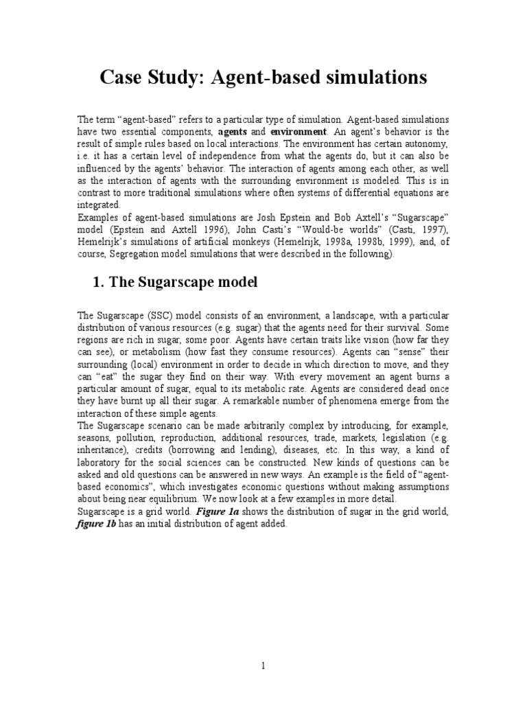 Case Study: Agent-Based Simulations: 1. The Sugarscape Model | PDF ...