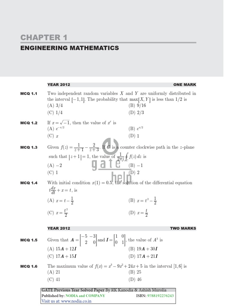 Engineering Mathematics With Solutions | PDF | Matrix (Mathematics ...